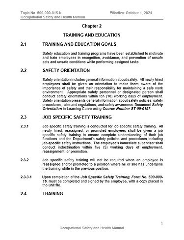 Occupational Safety and Health Manual